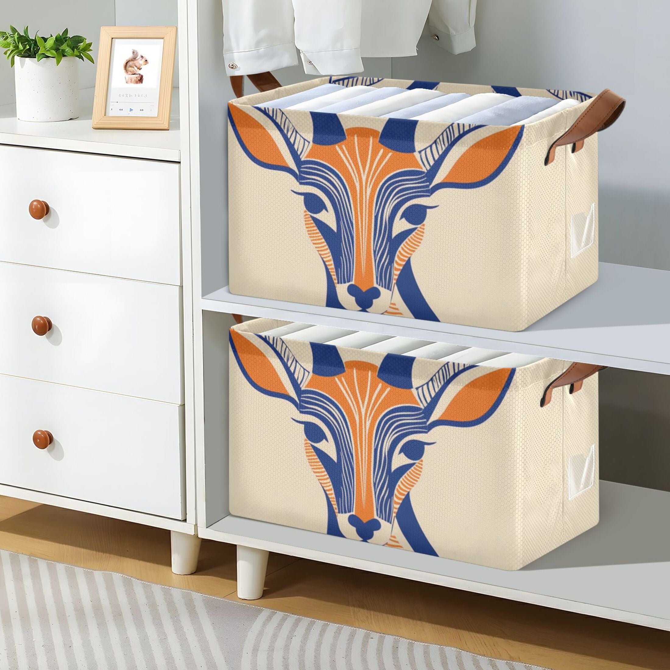 Deer Face Foldable Storage Large Fabric Storage Baskets Organizer ...