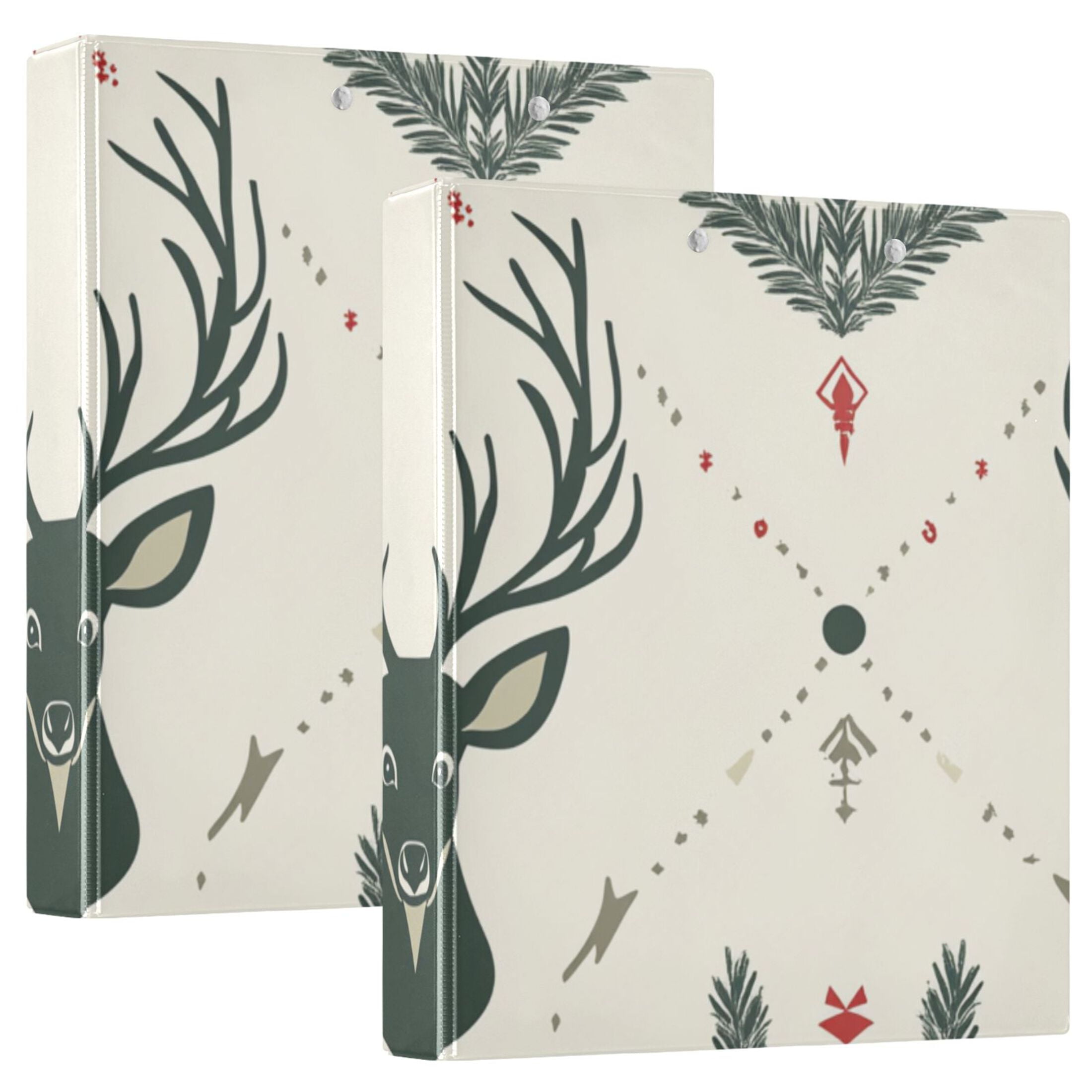 Deer Face Leaves 3 Ring Binders 1.5 inch Hardcover File Folders with Interior Pockets A4 Size ...