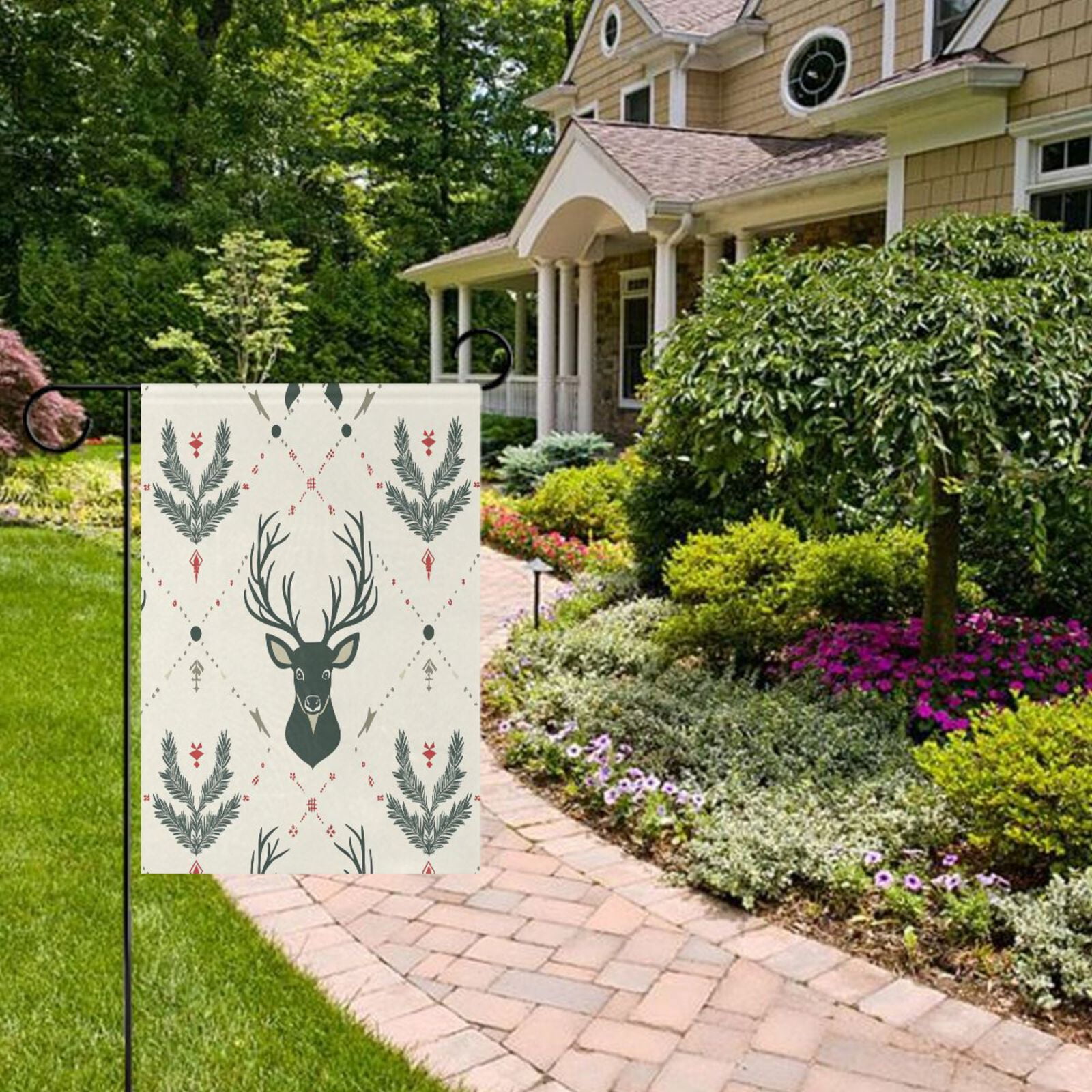 Deer Face Leaves Garden Flag Double Sided 12 x 18 Inch Outside Yard ...