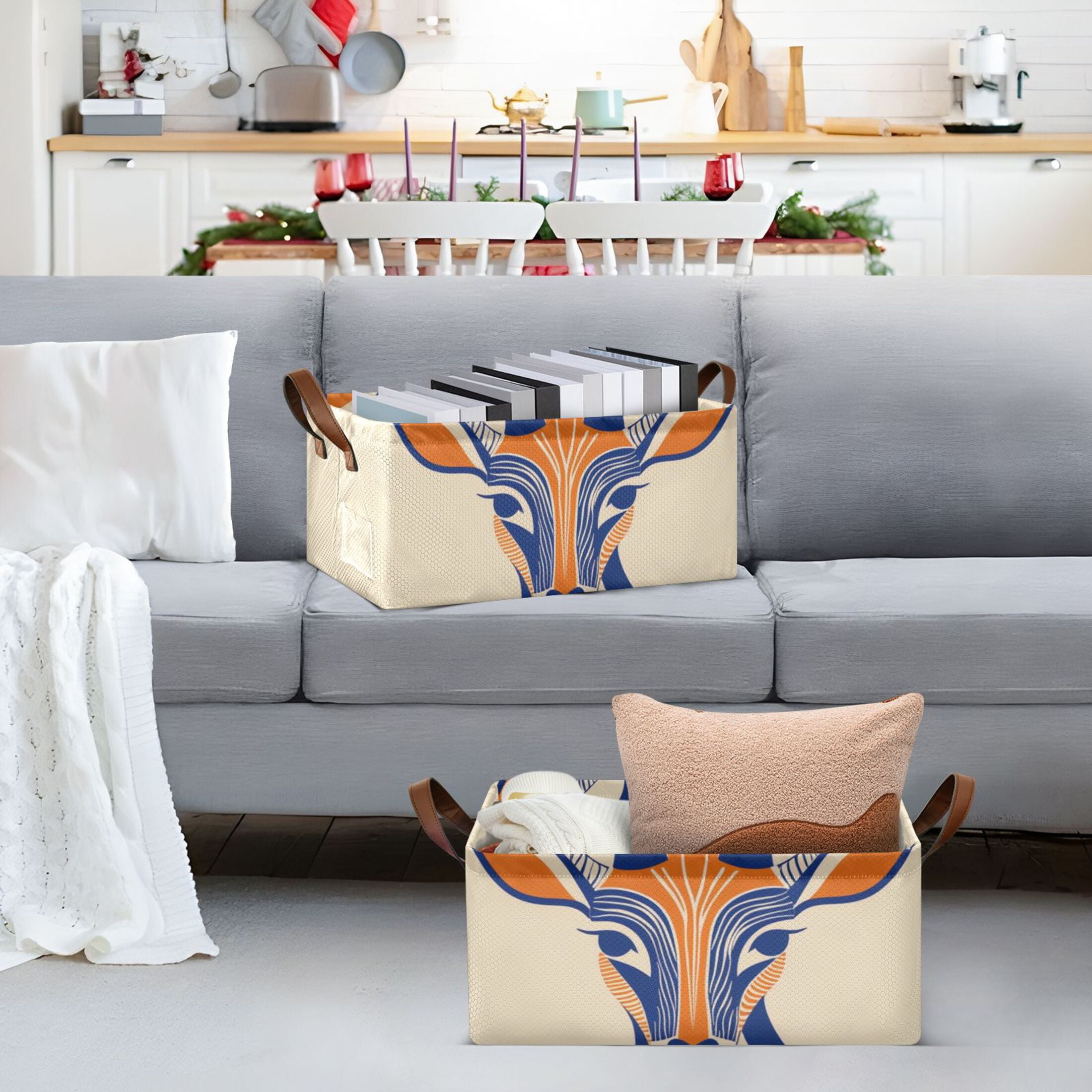 Deer Face Storage Bins with Handles Foldable Storage Baskets for ...