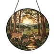 Deer Family Stained Glass Style Suncatcher, Fantasy Winter Forest ...