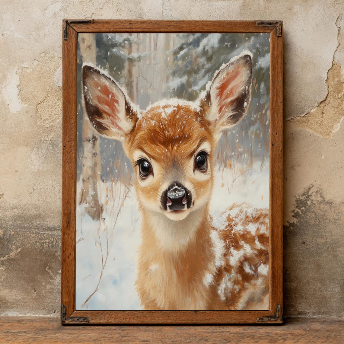 Deer Fawn Wall Art Print – Winter Woodland Animaldécor, Cozy Cabin ...