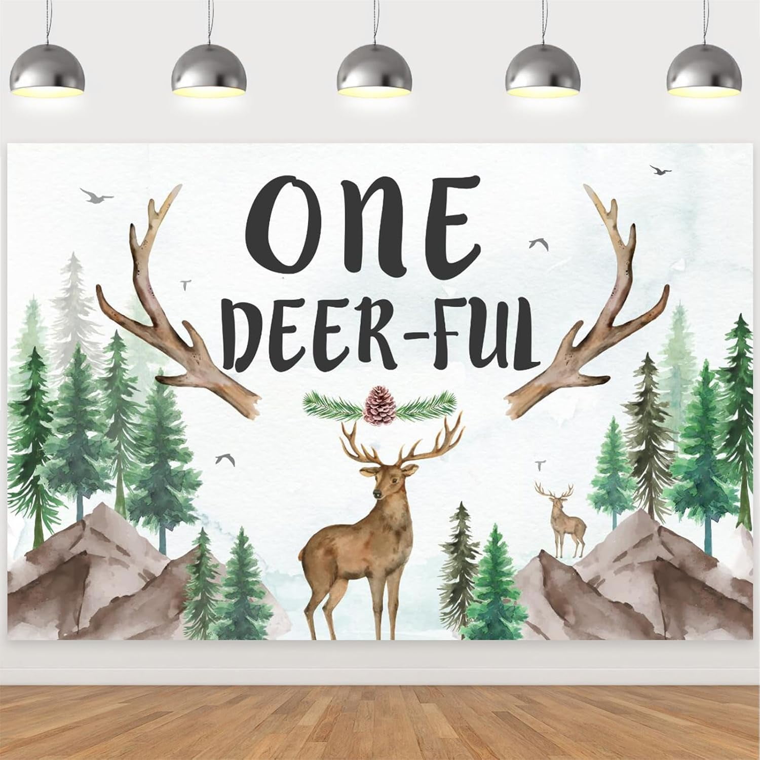 Deer First Birthday Decorations, One Deer-Ful Backdrop Banner Buck 1st ...