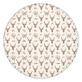 Deer Floral Antler Beige Pattern Round Elastic Tablecloth, 36-44 Inch ...