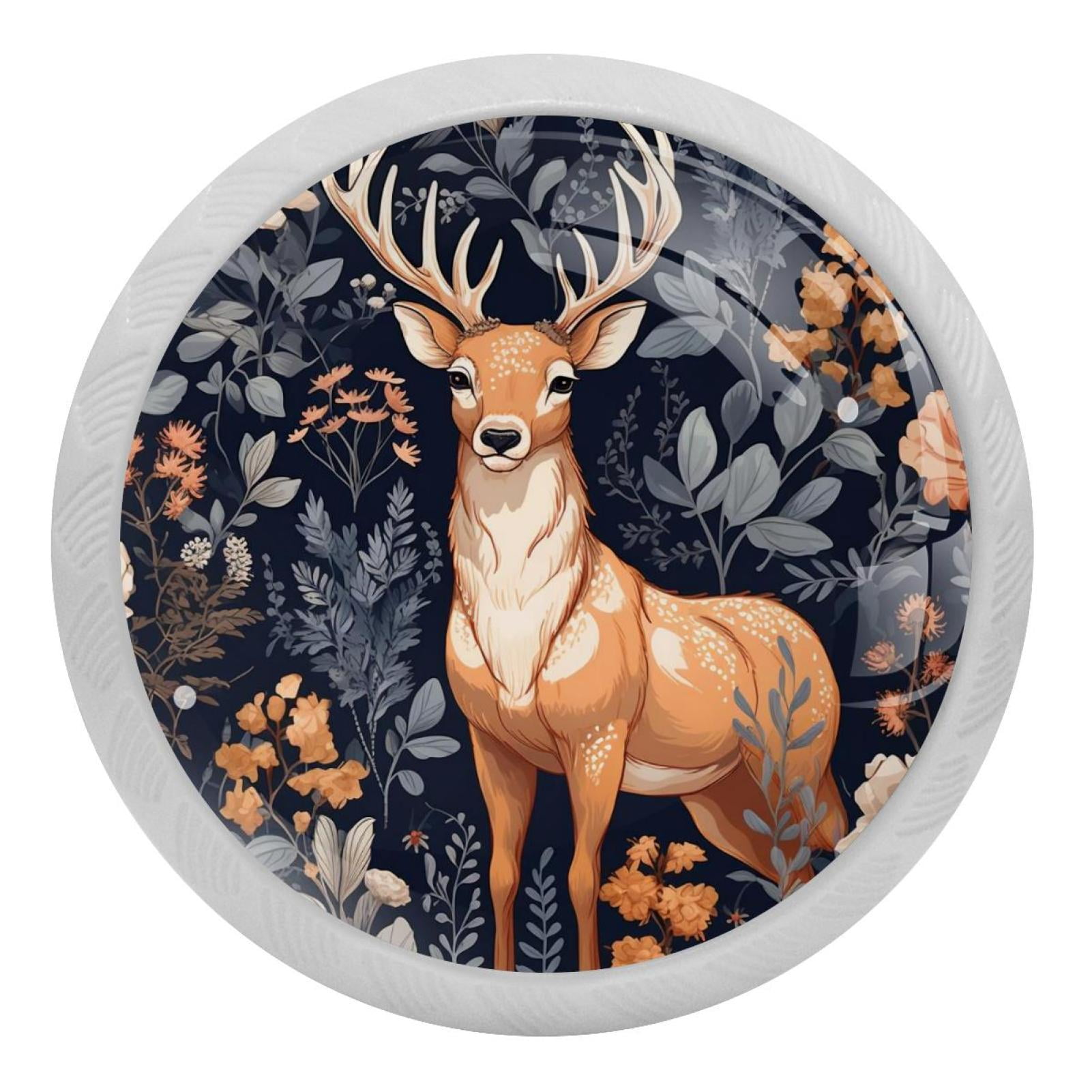 Deer Fluorescent Drawer Pulls with Screws – Round 4-Pack, Glow-in-the-Dark Knobs for Cabinets ...