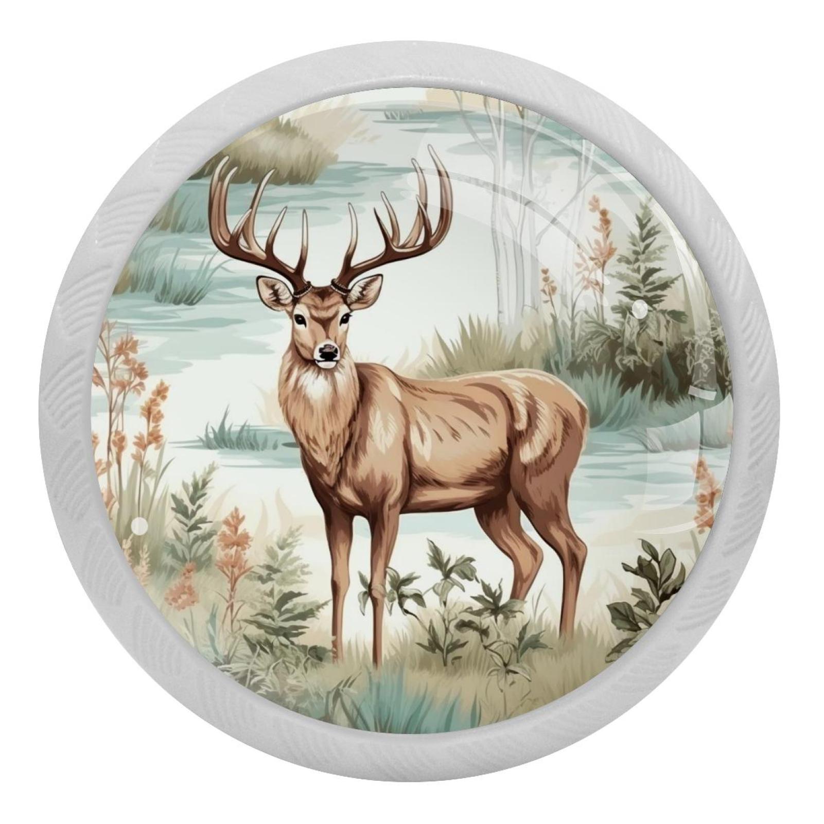 Deer Fluorescent Drawer Pulls with Screws - Round 4-Pack Glow-in-the ...