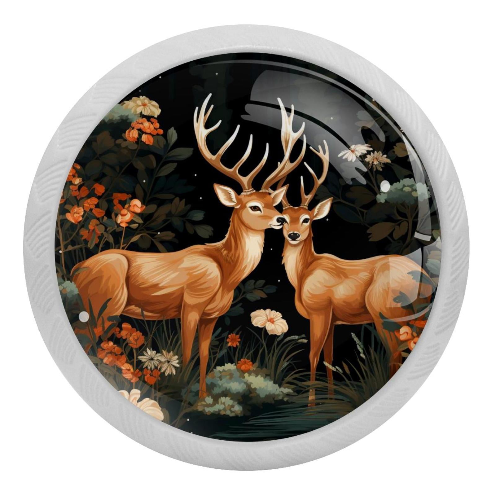 Deer Fluorescent Drawer Pulls with Screws - Round 4-Pack, Glow-in-the ...