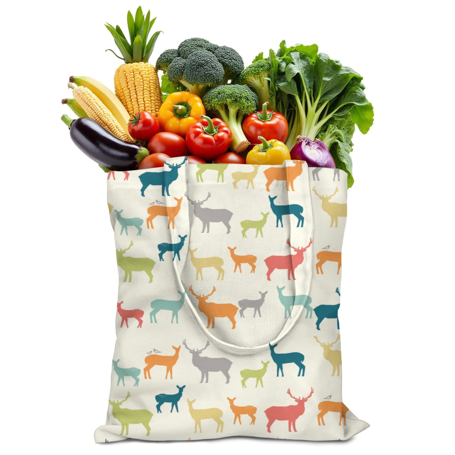 Deer Forest Canvas Tote Bag – Nordic Minimalist Watercolor Reindeer Art ...