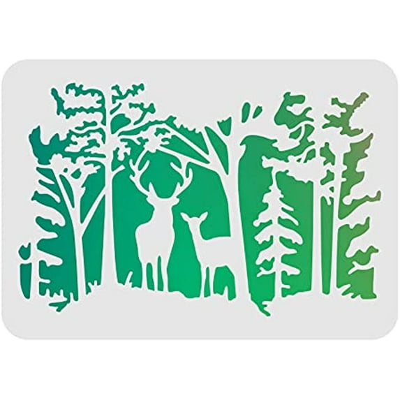 Deer Forest Stencils Decoration Template Plastic Forest Deer Drawing ...