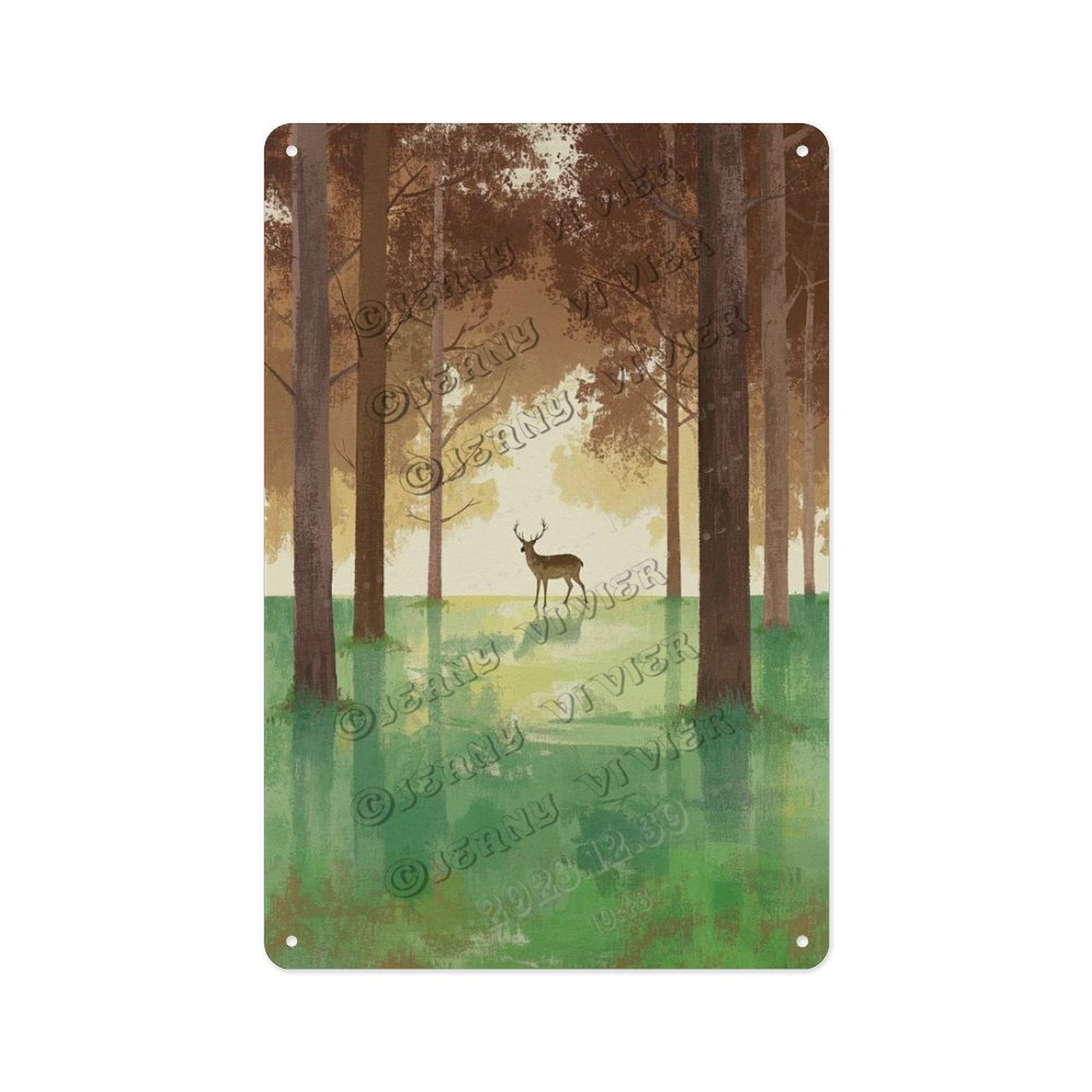 Deer in The Forest Tin Sign – Rustic Metal Wall Art for Cabin Lodge ...