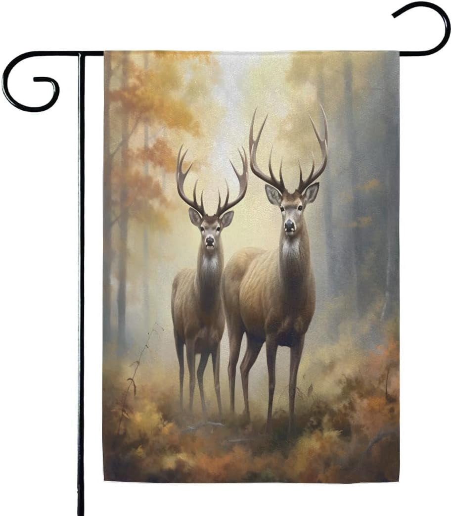 Deer Forest Tree Welcome Garden Flag 12x18 Inch Double Sided for ...