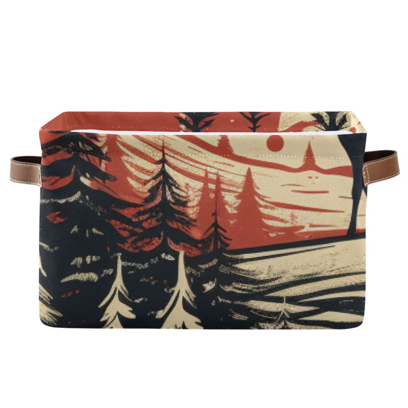 Deer Forest Trees Sun Storage Bins Baskets With Handles Storage Box ...