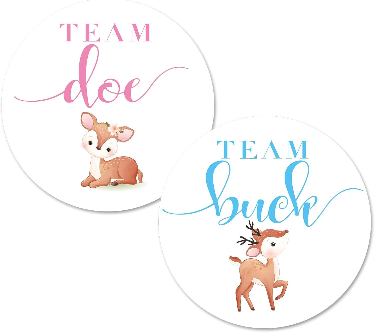 Deer Gender Reveal Stickers, 2inch 40 Team Doe Team Buck Baby Shower ...