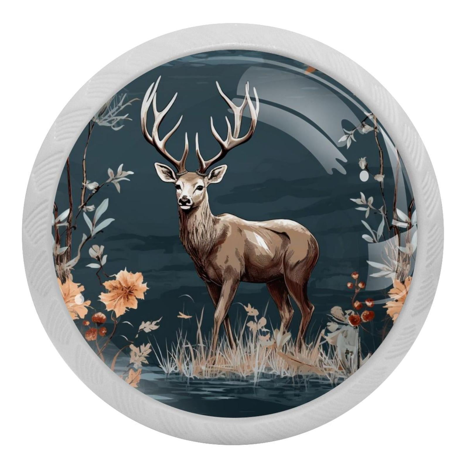 Deer Glow-in-the-Dark Round Drawer Pulls, 4-Pack - Fluorescent Cabinet & Dresser Knobs ...