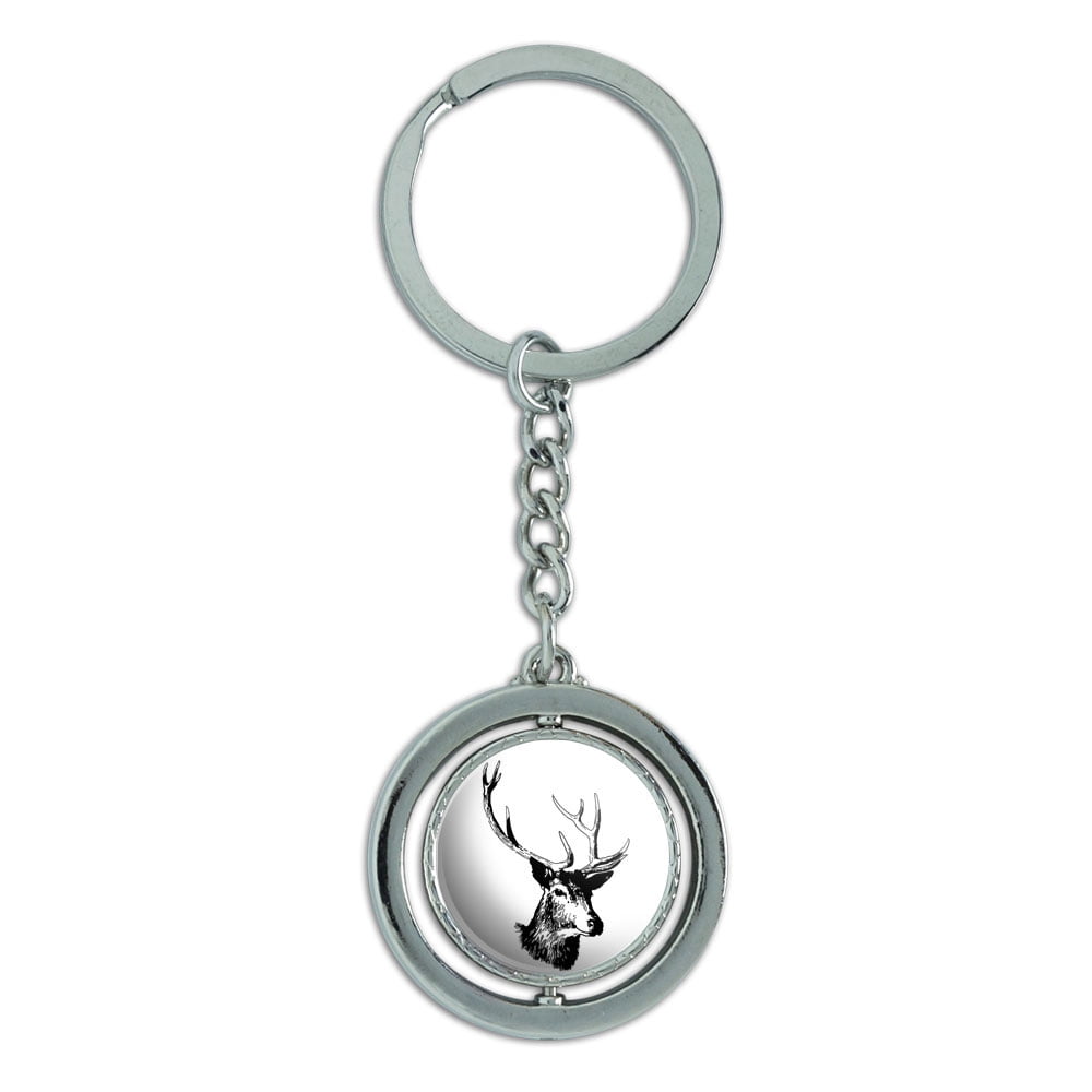 Deer Head Buck Deer Hunting Spinning Circle Metal Keychain - Walmart.com