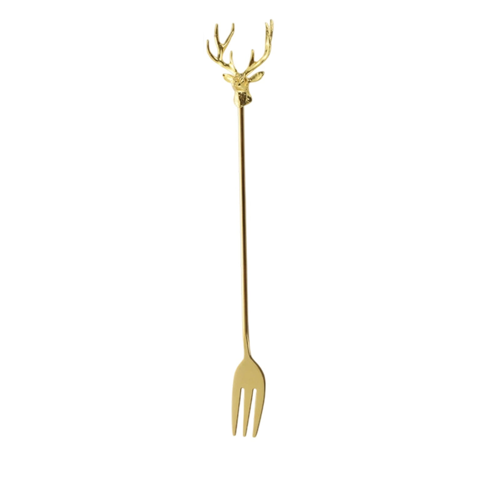Deer Head Cocktail Fork Stainless Steel Long Handle Dessert Fruit Fork ...