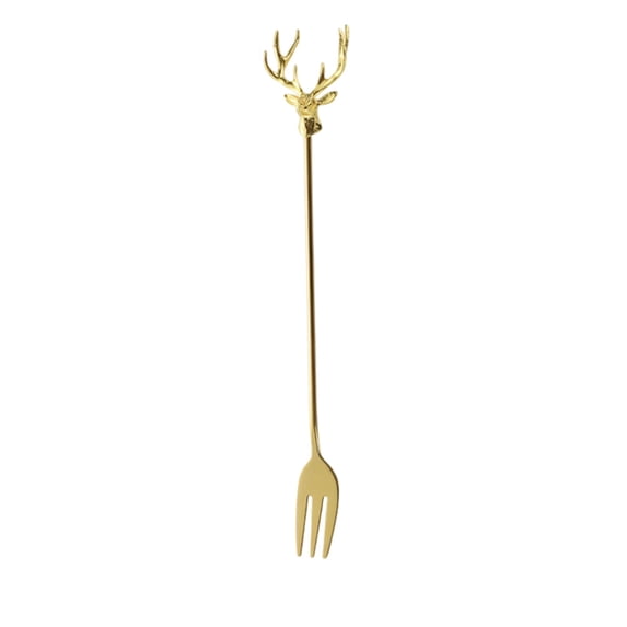 Deer Head Cocktail Fork Stainless Steel Long Handle Dessert Fruit Fork ...