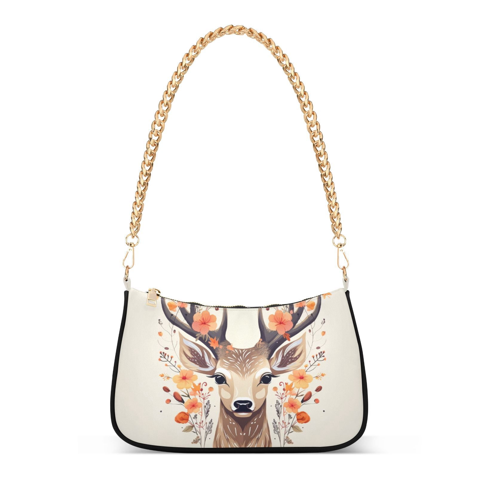 Deer Head FlowersWomen Small Shoulder Bag Crossbody Tote Hobo Bags ...