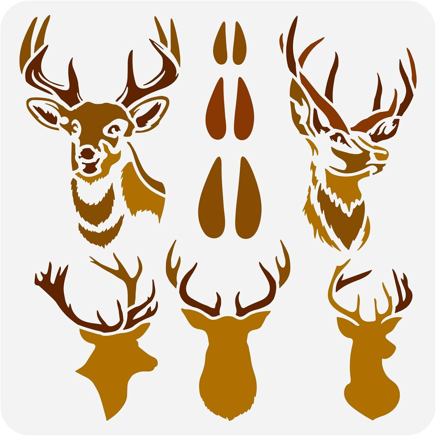 Deer Head Painting Stencil 11.8x11.8 inch Deer Horn Plastic Stencil ...
