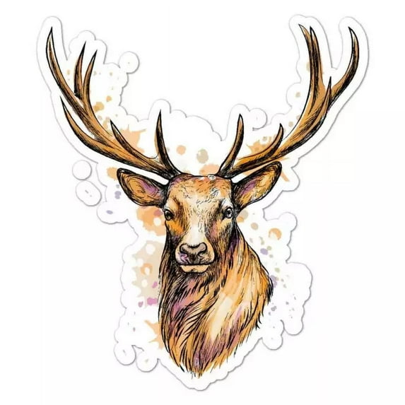 Deer Head Sticker Indoor Outdoor Phone Decal Water Bottle Stickers Car ...