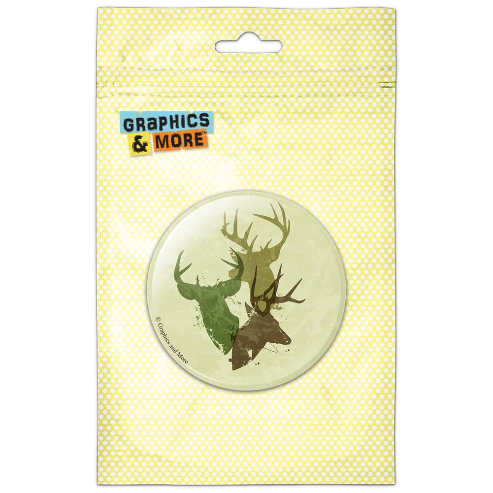 Deer Heads Design Hunting Hunter Camo Pinback Button Pin Badge ...