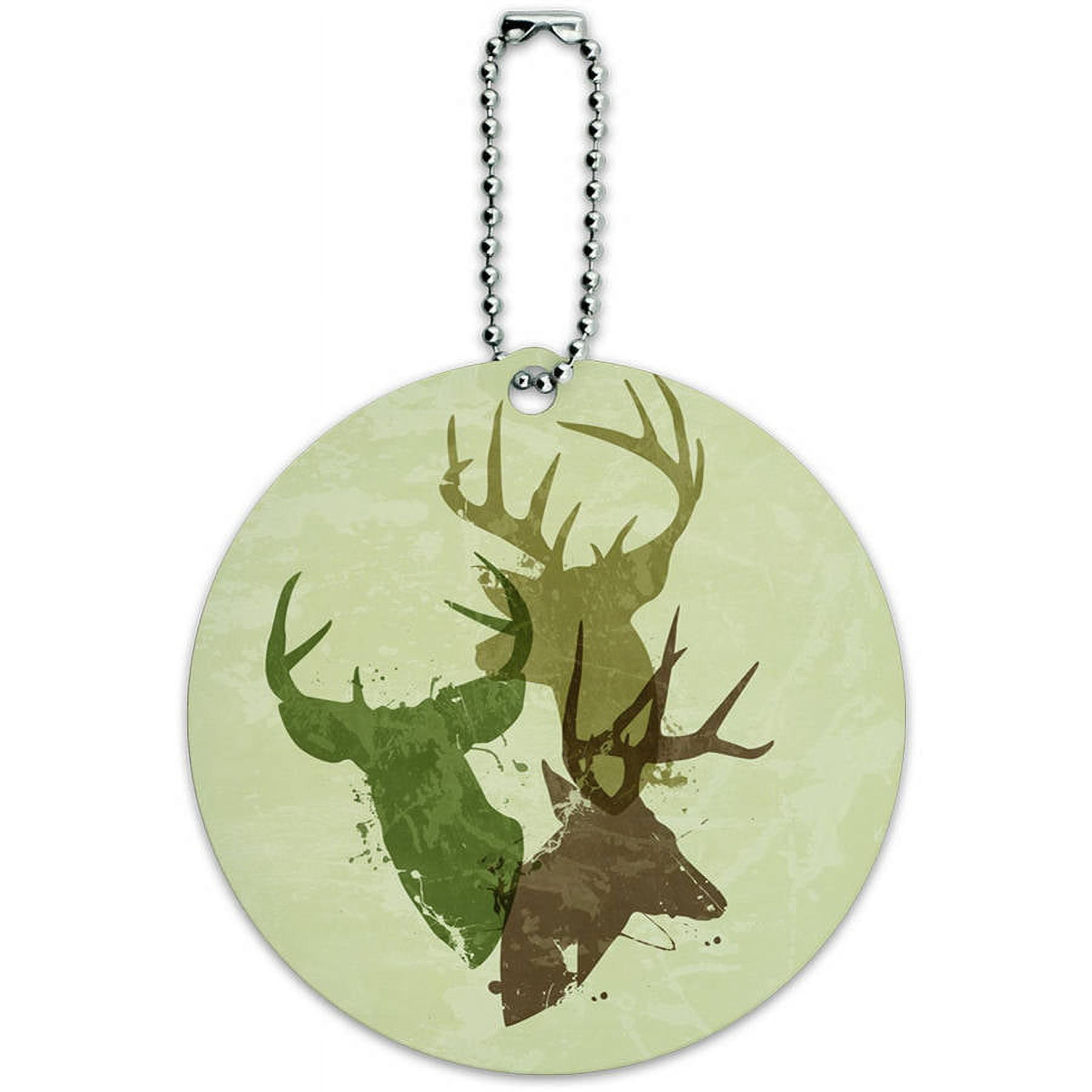 Deer Heads Design Hunting Hunter Camo Round Luggage ID Tag Card for ...
