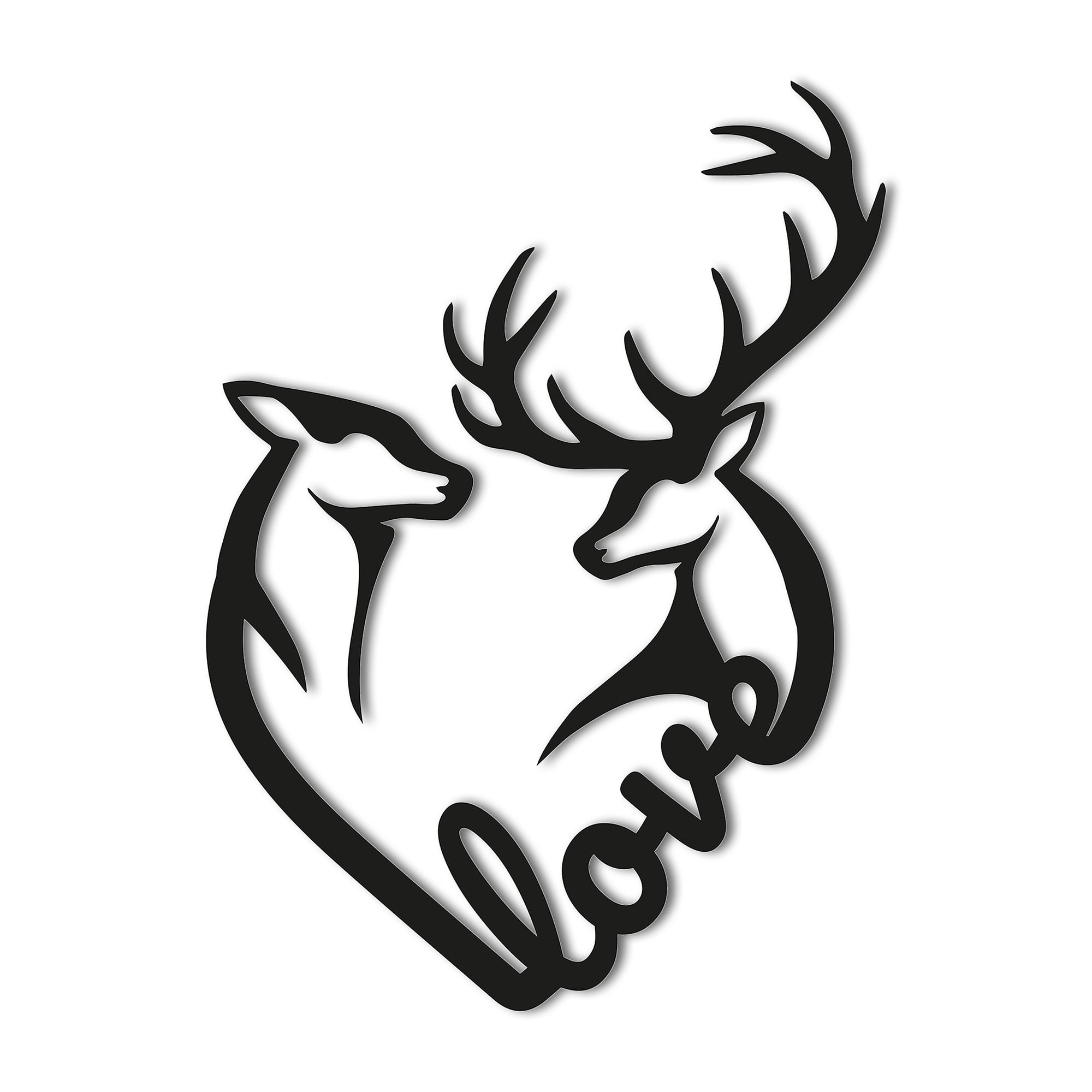 Deer in Heart Metal Love Wall Sign | Cabin Decor with Doe and Buck In ...