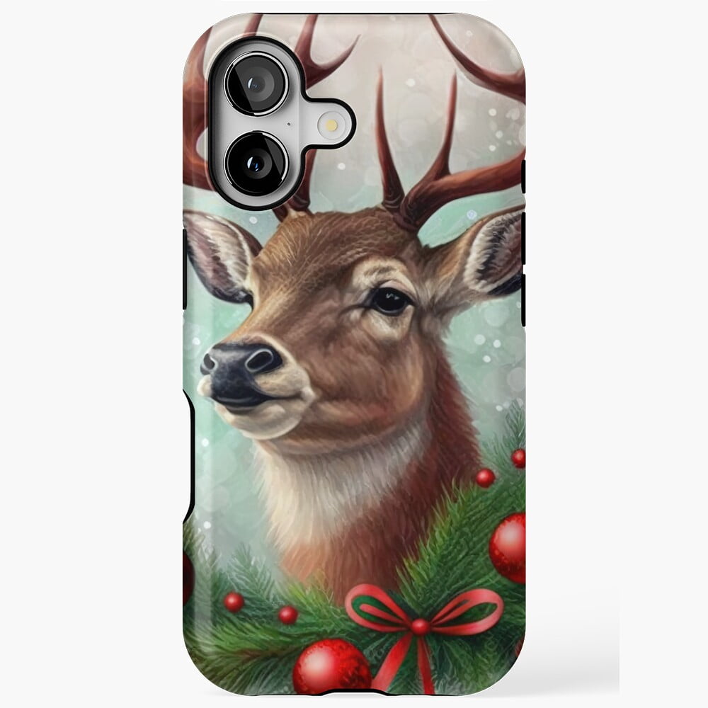Deer Holiday Spirit Festive Greeting Design Case for iPhone 17 11 12 13 ...