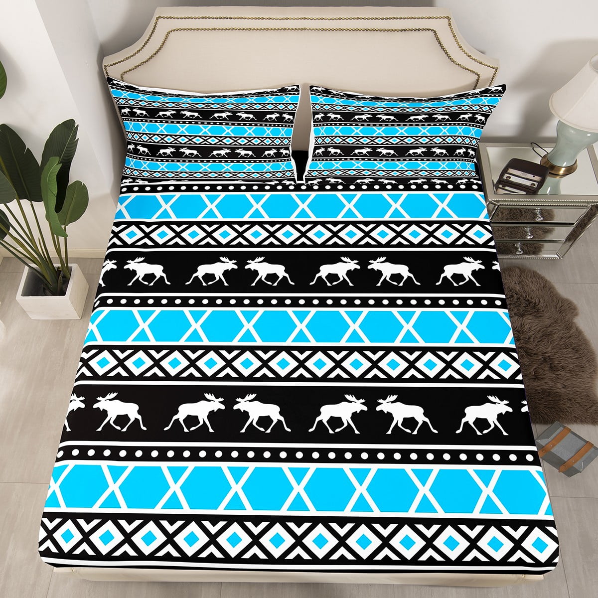 Deer Hunter Bed Sheets Woodland Wildlife Moose Elk Bedding Set for Kids ...