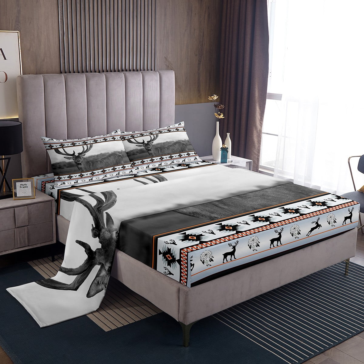 Deer Hunter Bed Sheets Set Full Southwestern Aztec Western Sheet Set ...