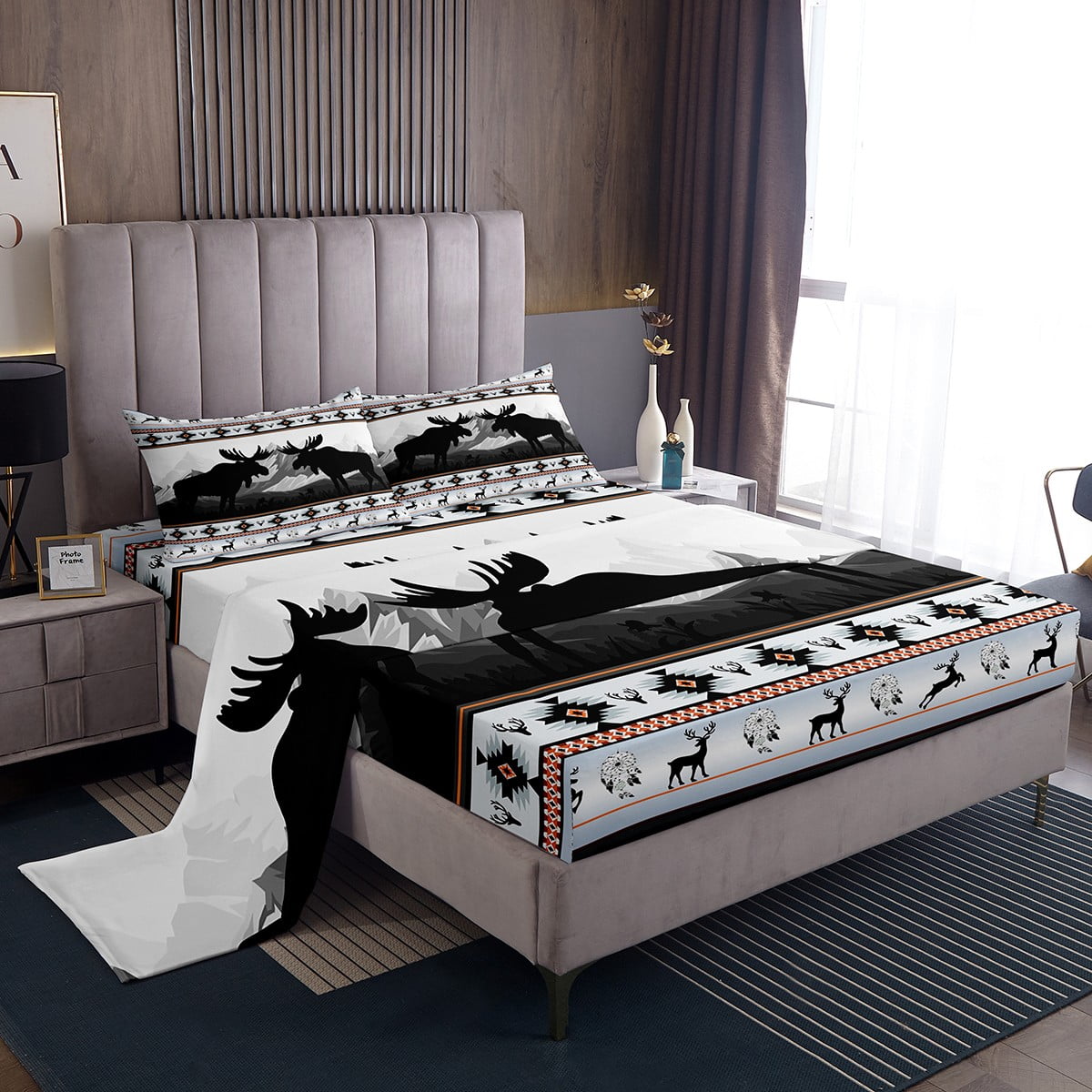 Deer Hunter Bed Sheets Set King Southwestern Aztec Western Sheet Set ...
