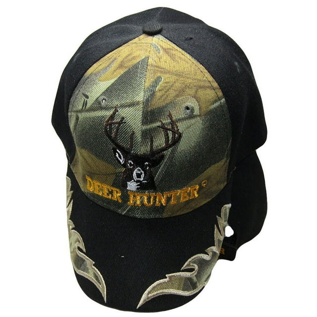Deer Hunter Black Bill Camouflage Camo Embroidered Hunting Cap Hat ...