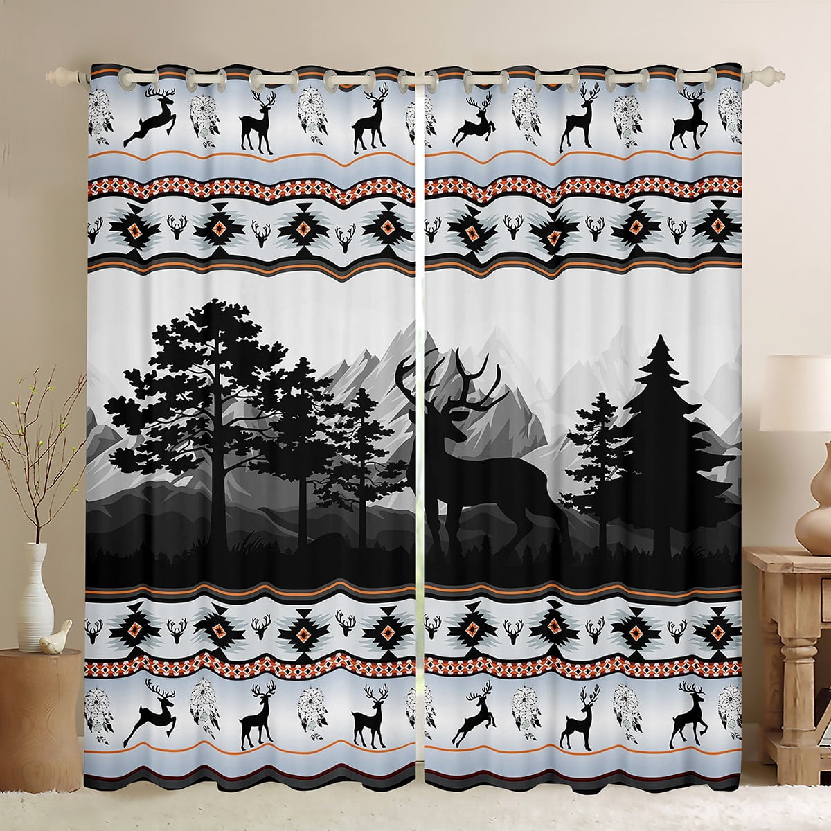 Deer Hunter 30%-50% Blackout Curtains 2 Panels 42"Wx90"L Southwestern ...