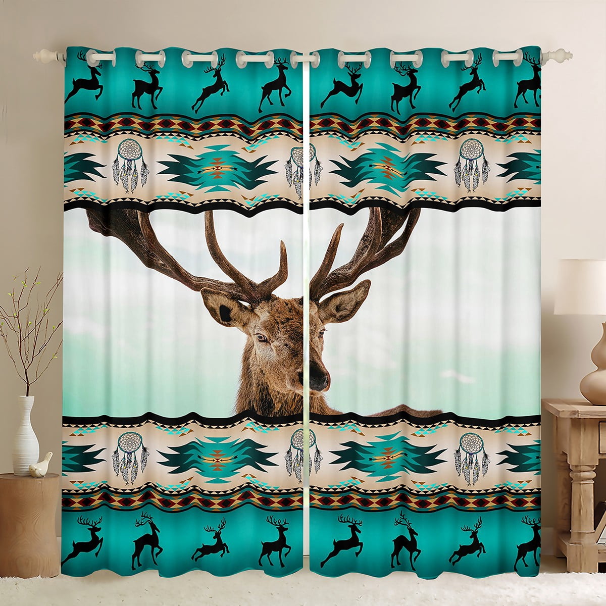 Deer Hunter 30%-50% Blackout Curtains 2 Panels 52"Wx84"L Southwestern ...