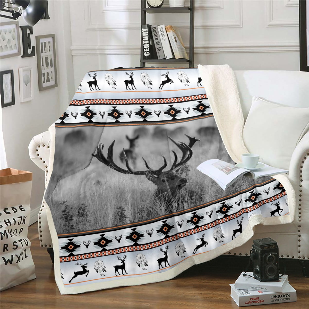 Deer Hunter Blanket 30"x40" Southwestern Aztec Western Throw Blanket ...