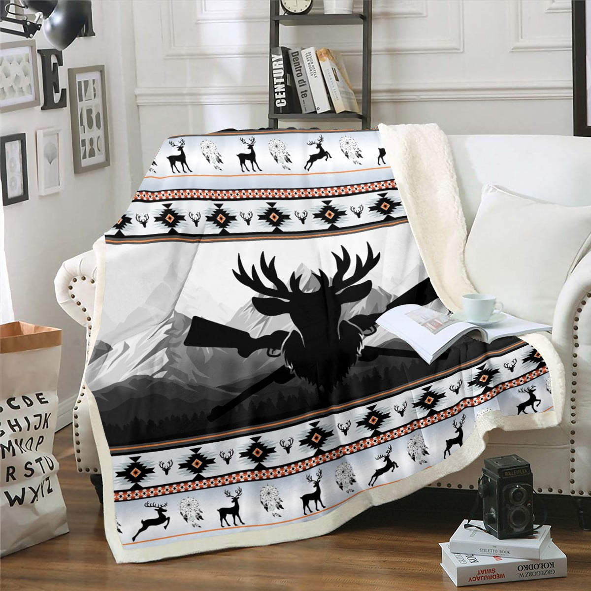 Deer Hunter Blanket 50"x60" Southwestern Aztec Western Throw Blanket ...