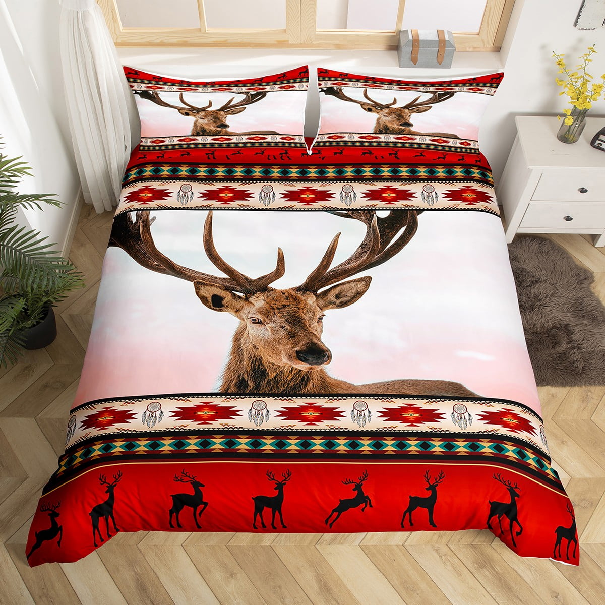 Deer Hunter Duvet Cover Full Southwestern Native Aztec Western Bedding ...