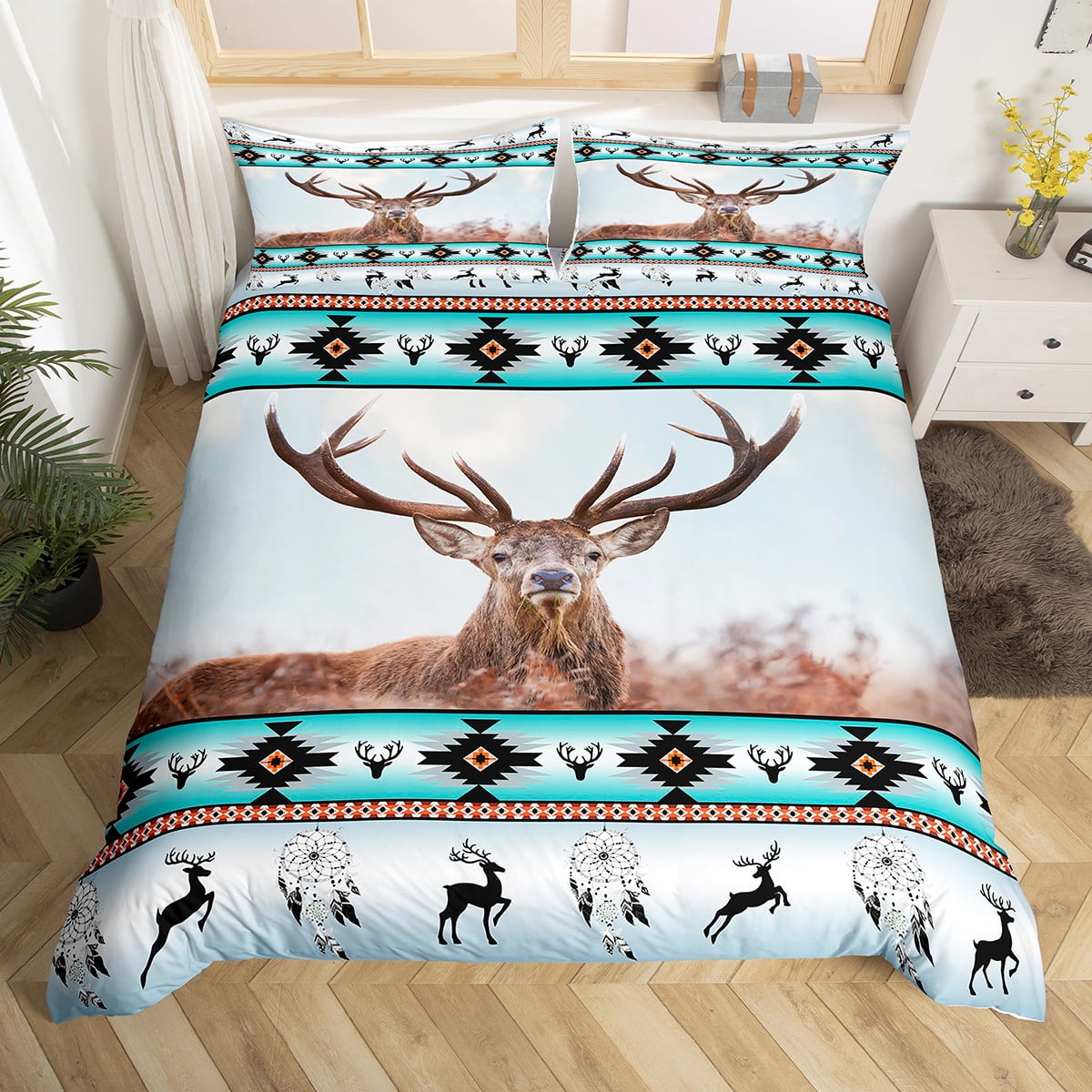 Deer Hunter Duvet Cover Twin Southwestern Native Aztec Western Bedding ...