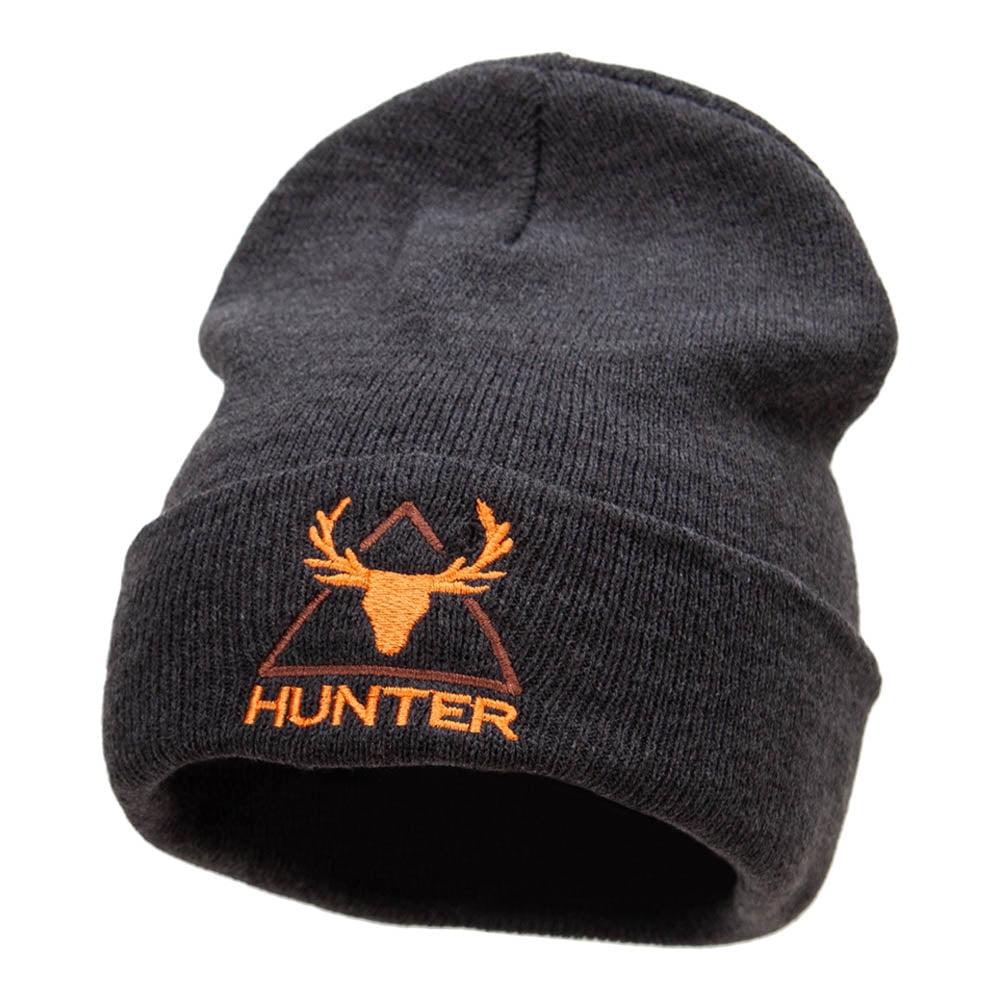 Deer Hunter Embroidered Long Knitted Beanie - Heather Charcoal OSFM ...