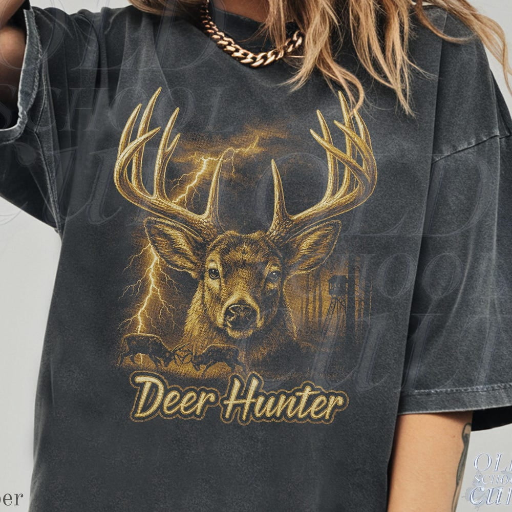 Deer Hunter Graphic T-Shirt, Buck Hunting Outdoors Tee, Vintage ...