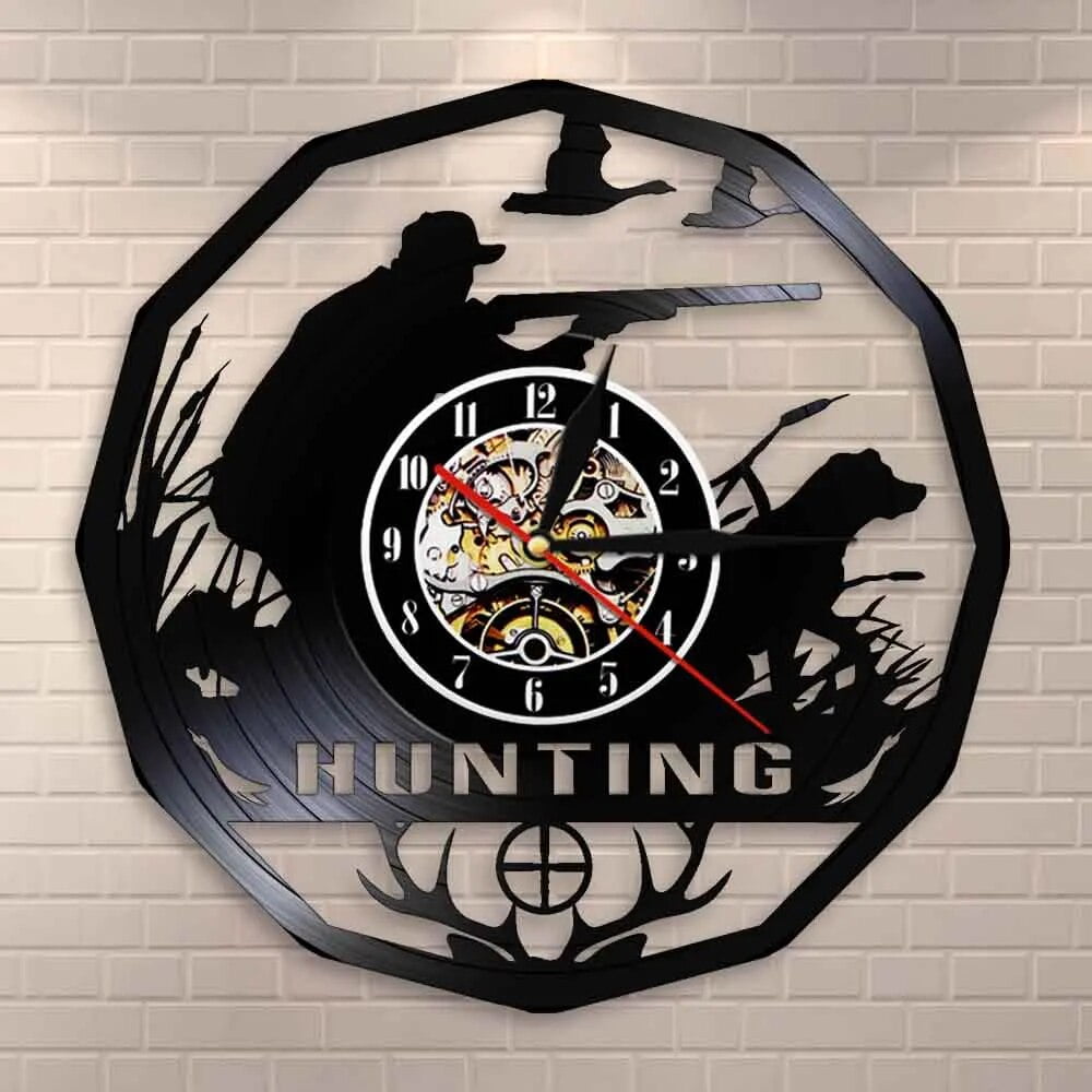 Deer Hunter Hunting Gift Vinyl Wall Clock,Vinyl Record Clock Wall Art ...