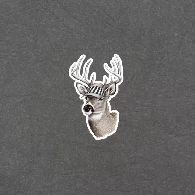 Deer Hunter Sticker - Buck With Striped Hunting Cap Vinyl Decalphone ...