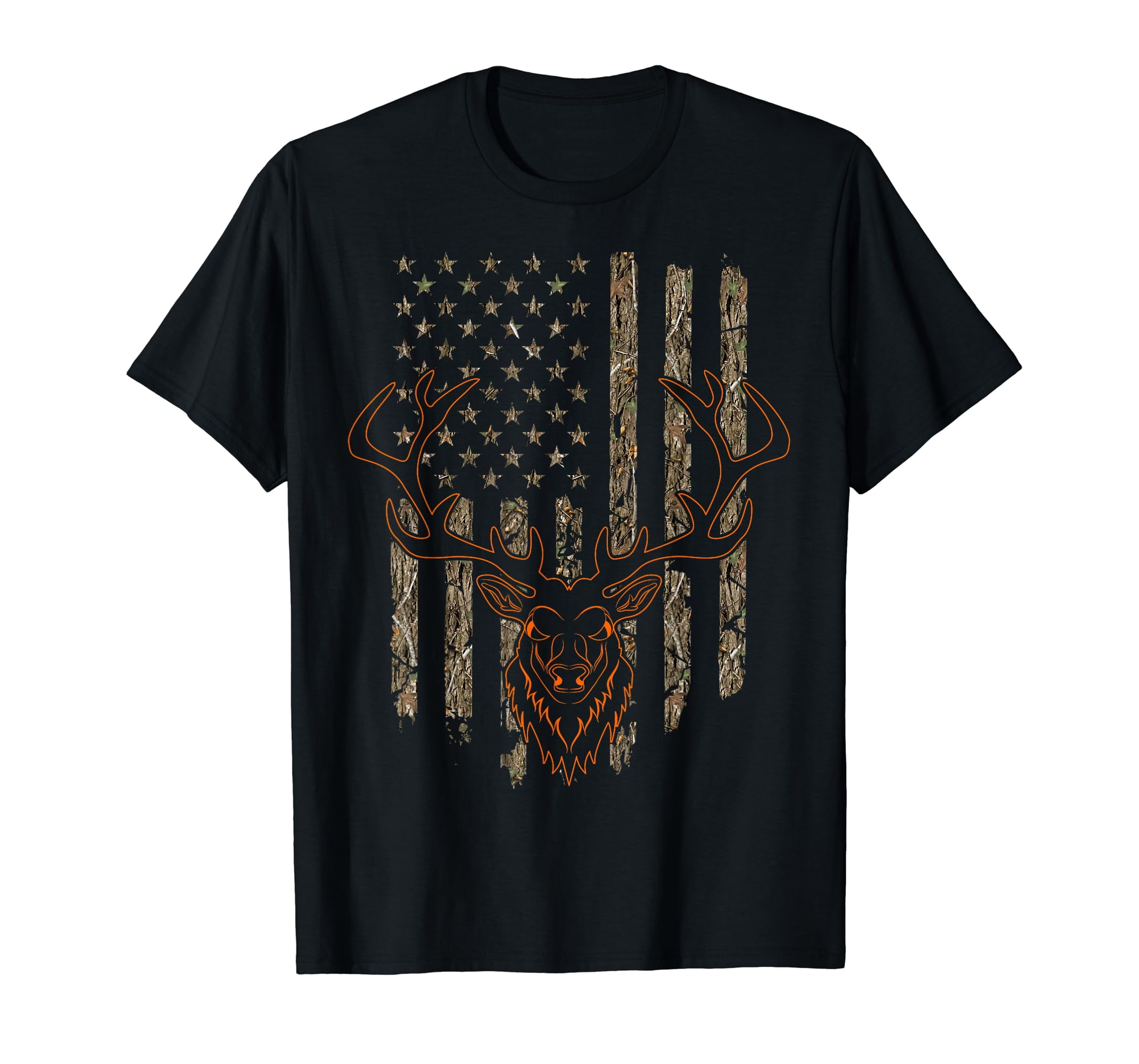 Deer Hunters American Flag Tree Camouflage Mule Deer Hunting T-Shirt ...