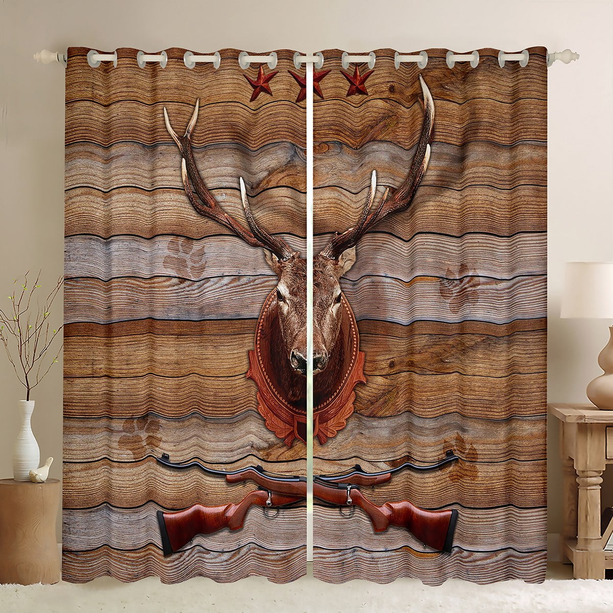 Deer Hunting 2 Panels 42"Wx63"L Curtains,Hunter Curtains & Drapes ...