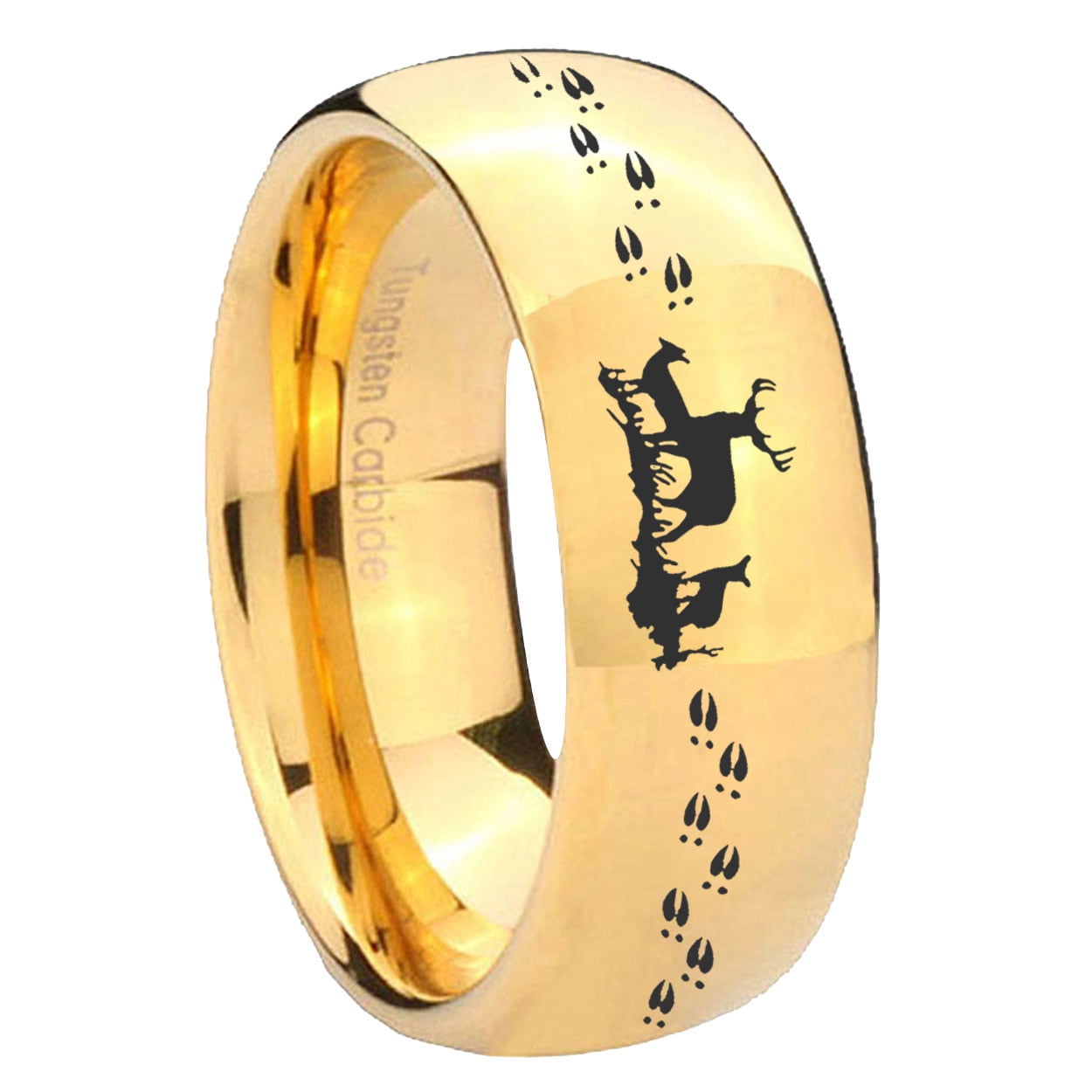 Deer Hunting 8MM Dome Gold Plated Tungsten Men Ring - Walmart.com
