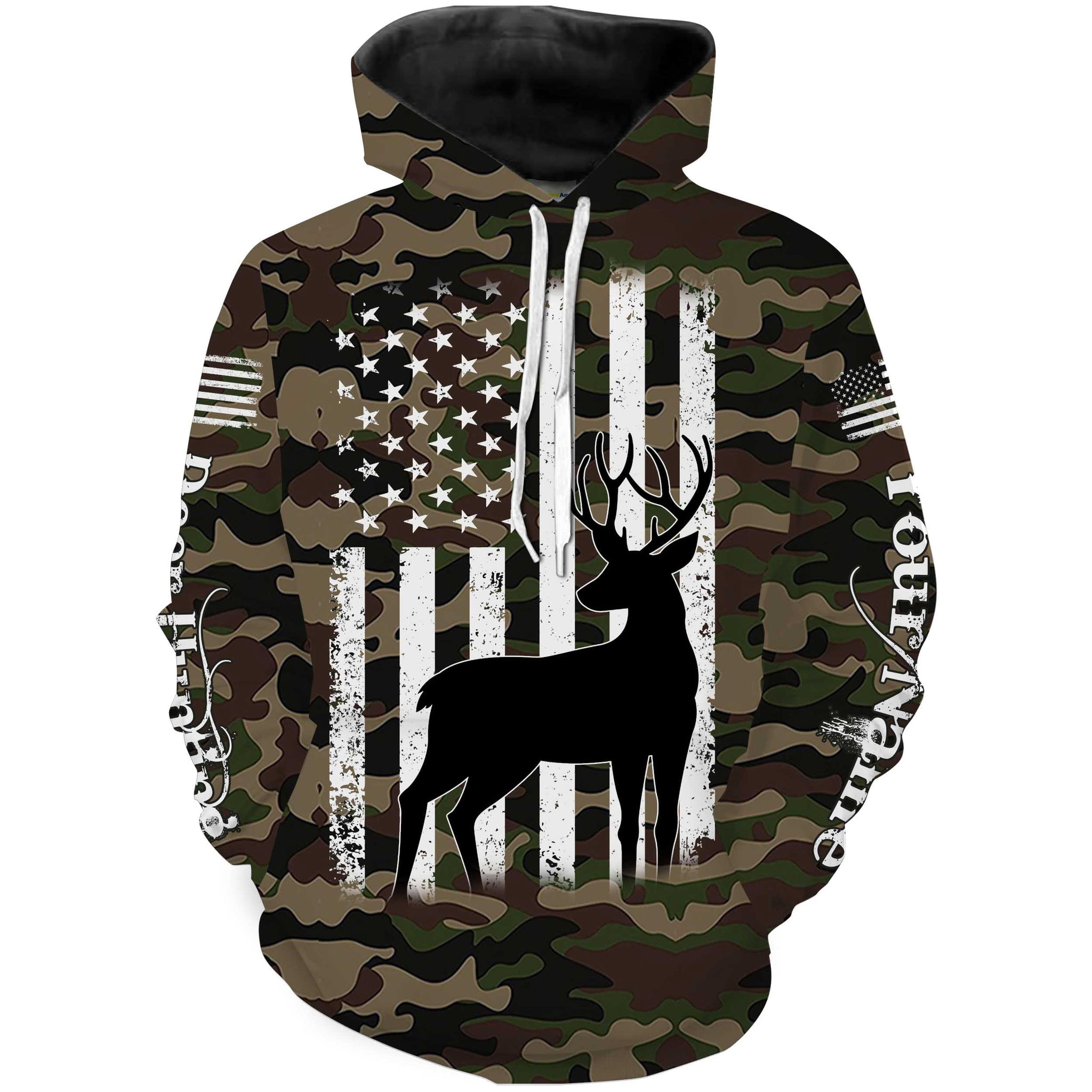 Deer Hunting America Flag Camo Custom Name Shirt 3D All Over Printed ...