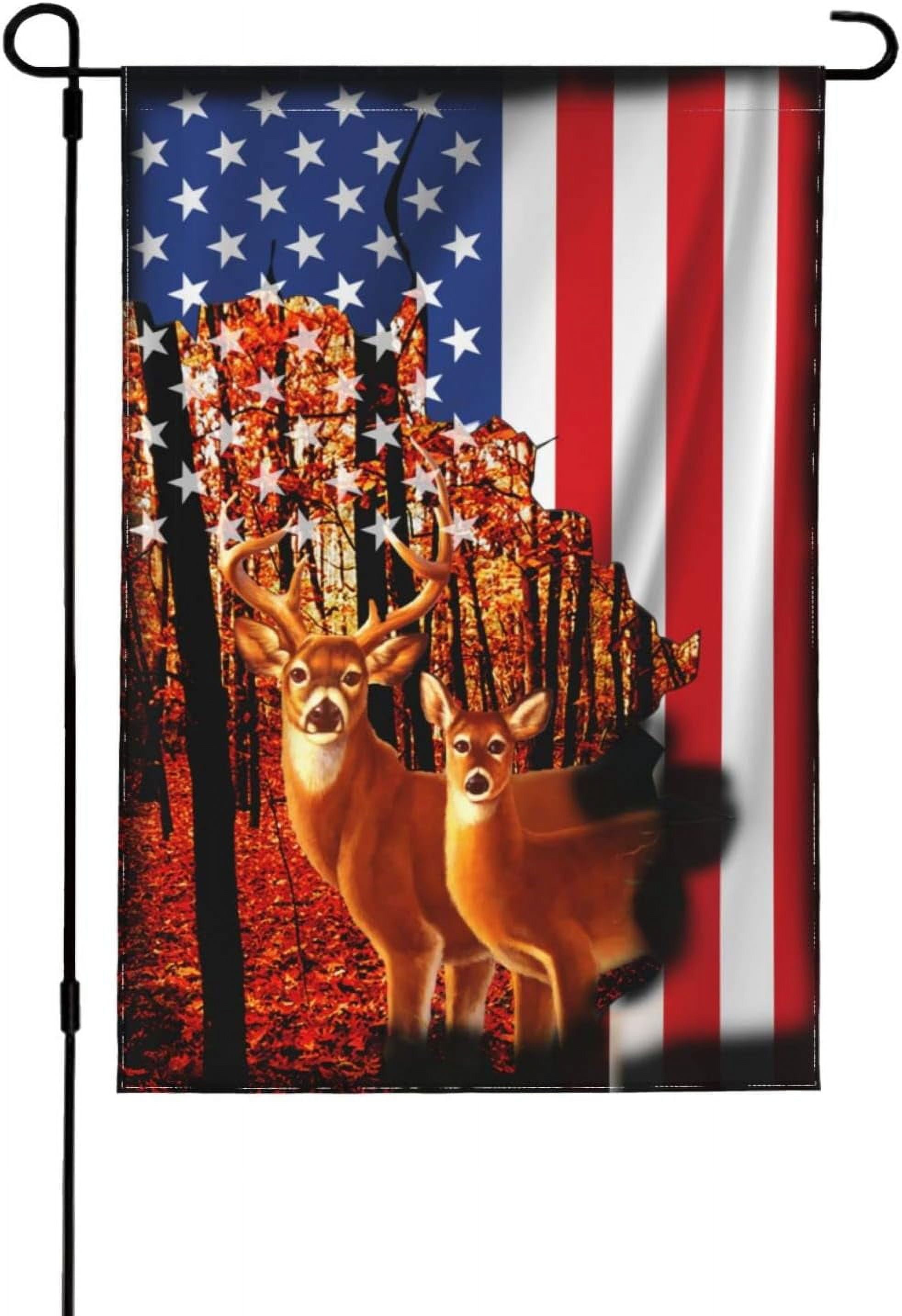 Deer Hunting American Us Garden Flag 12X18 inch Double Sided Outdoor ...