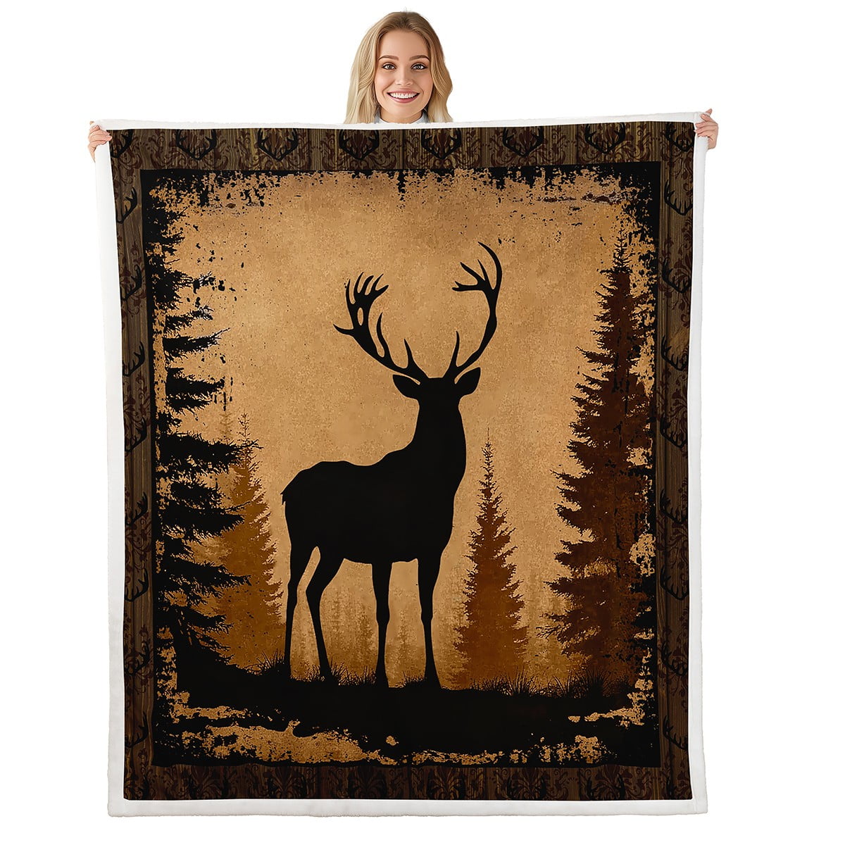 Deer Hunting Blanket Wildlife Hunting Theme Throw Blanket Western ...
