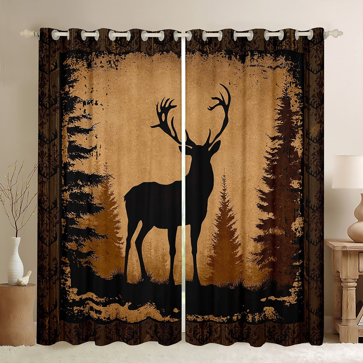 Deer Hunting Curtains Wildlife Hunting Theme 30%-50% Blackout Curtains ...