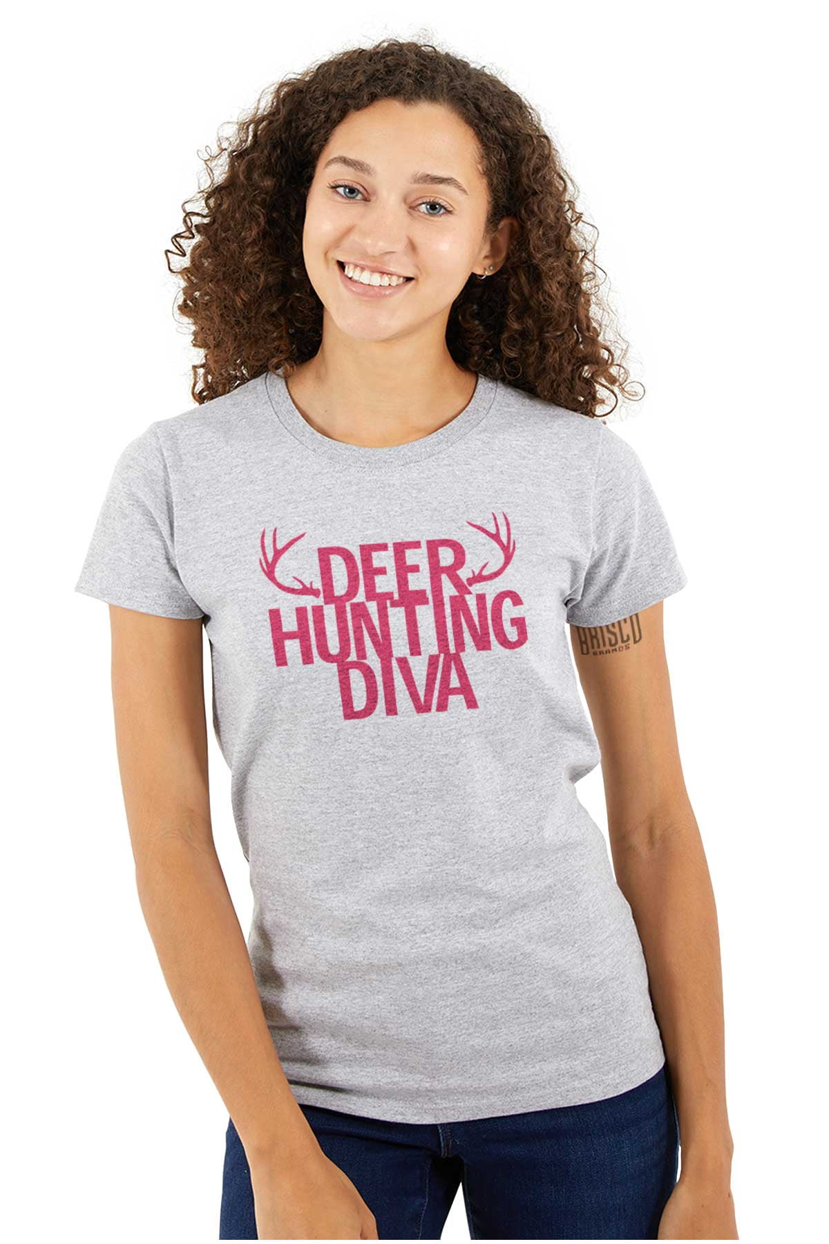 Deer Hunting Diva Antler Season Womens Slim Fit Graphic Tee Brisco ...